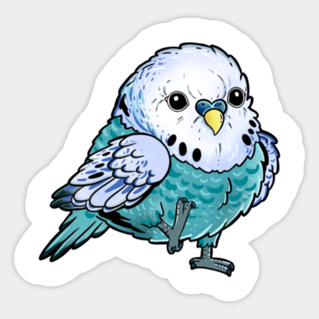 Cute Walking Blue Budgie Birb Orb Chibi Kawaii Cute Cartoon Art Drawing Cute Blue Budgie